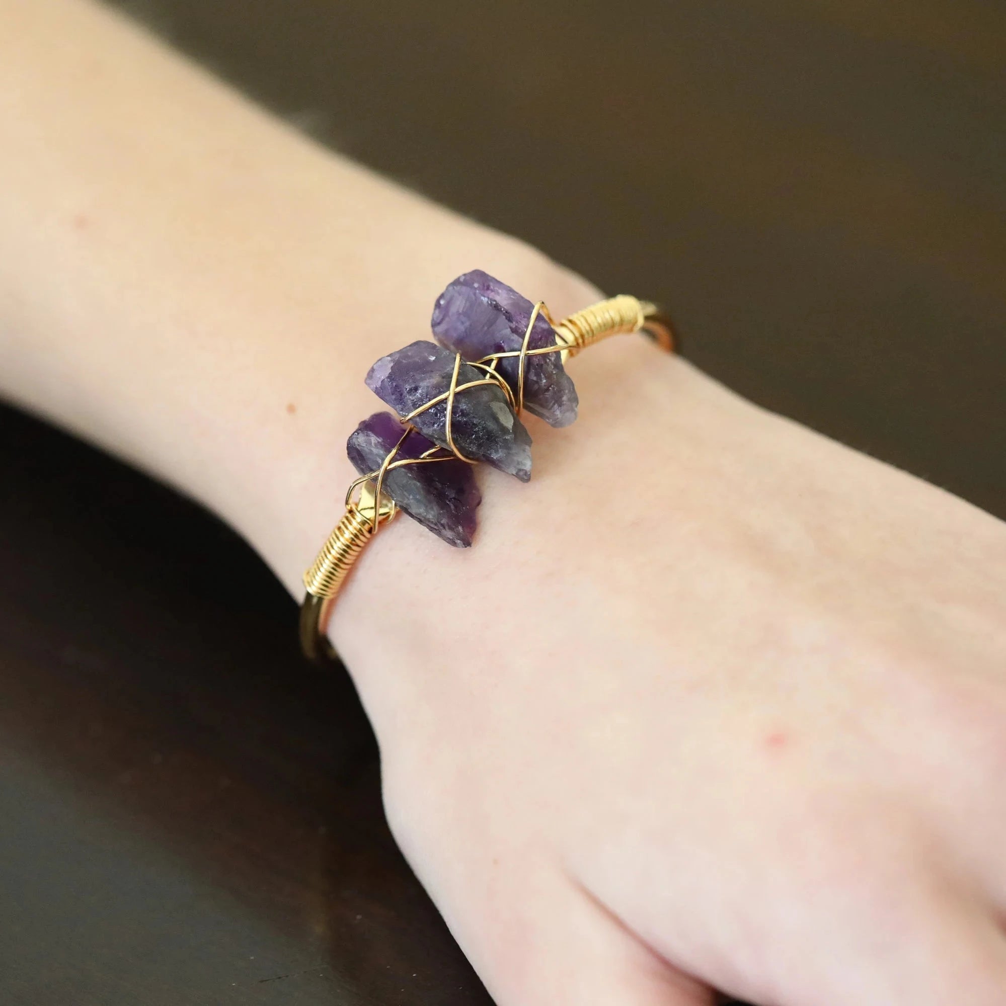 18K Gold-Filled Healing Crystal Bangle Bracelet | Best Quality Gold ...