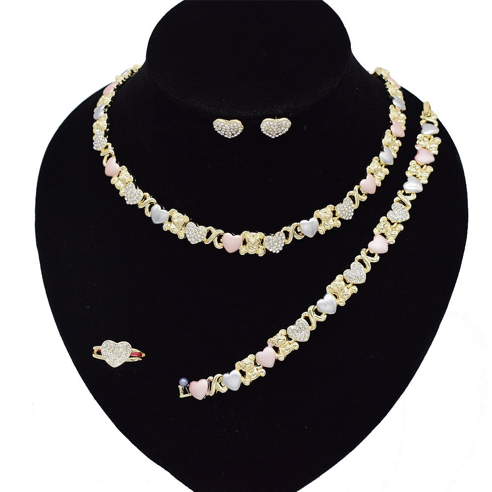 18K Gold Filled XOXO Necklace Set For Women | Gold Heart Jewelry Set ...